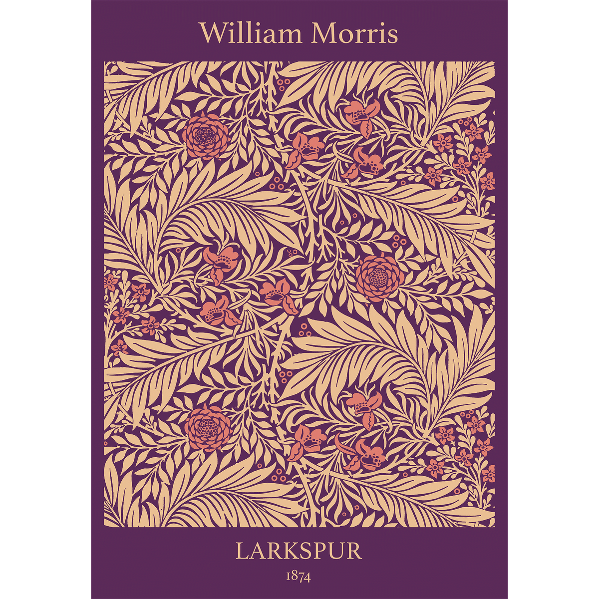 Larkspur Pattern in Purple - Wall art by William Morris - Wall Art ...