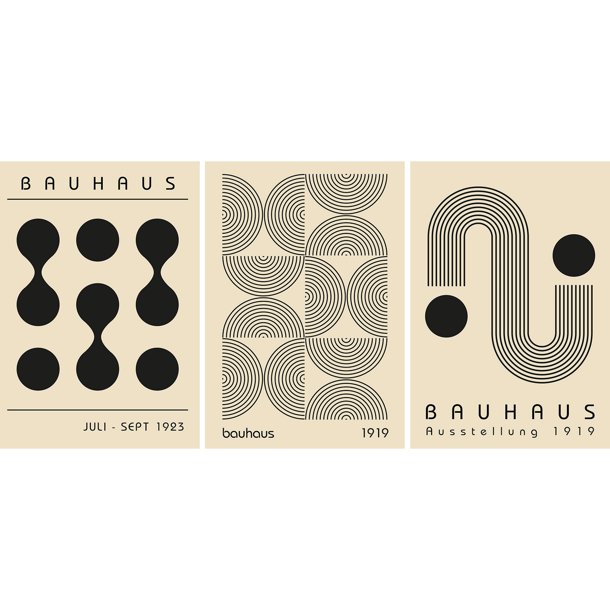 Bauhaus Wall Décor Abstract Modern Prints Set Of 3 Prints Wall Art W