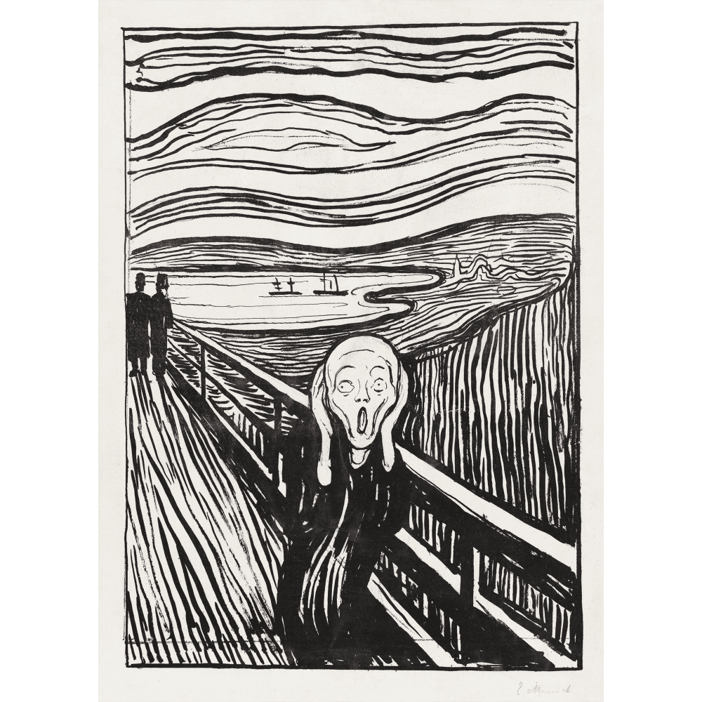 The Scream Black and White by Edvard Munch (1895) - Wall Art – The Art ...